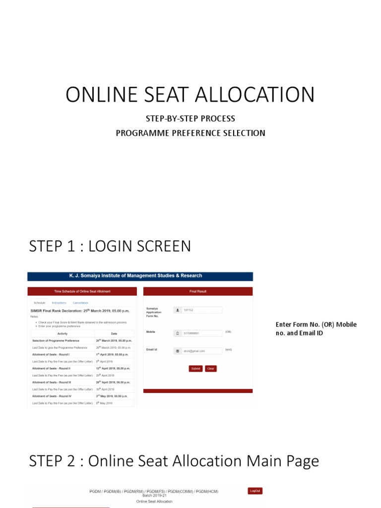 Online Seat Allocation Guide | PDF