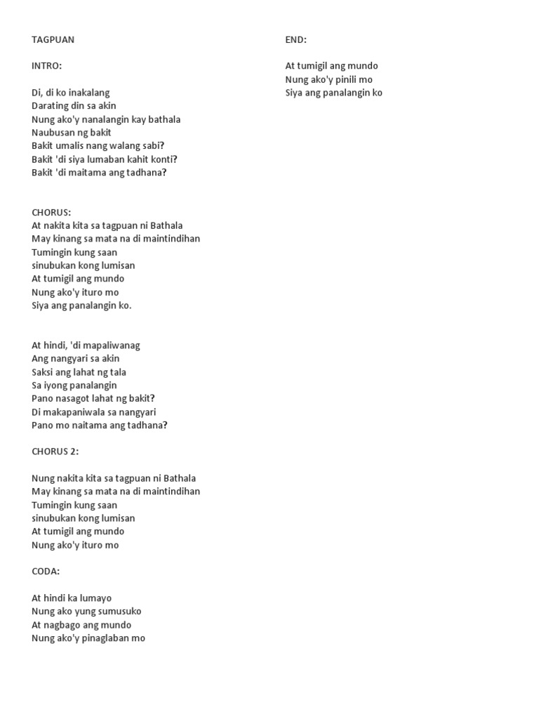 Tagpuan (Chords) | PDF