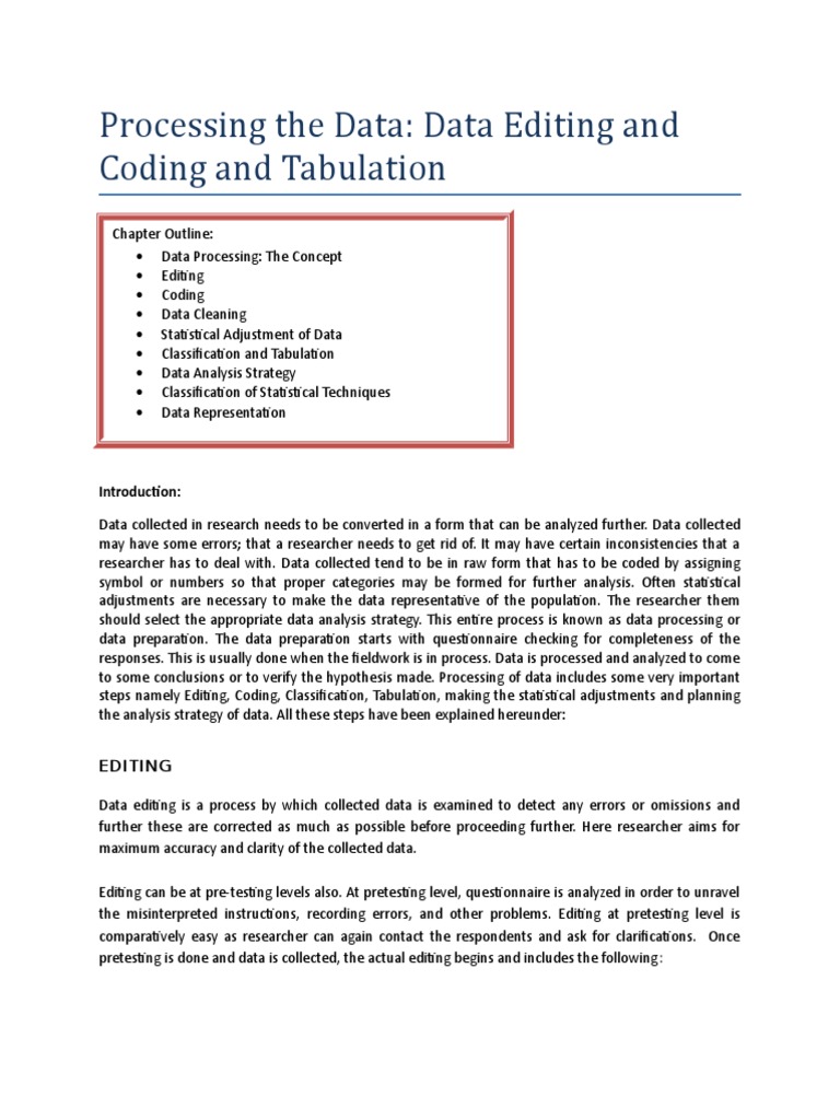 Tabulation Coding and Editing | PDF | Histogram | Pie Chart