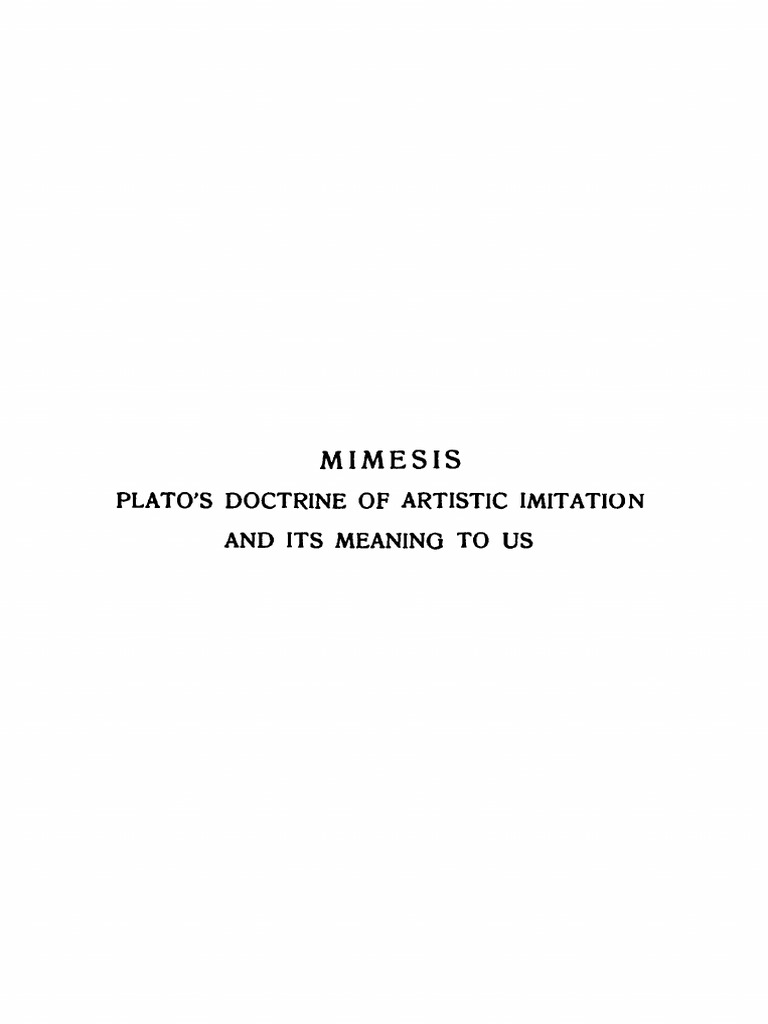 Verdenius, W. J. - Mimesis - Plato's Doctrine of Artistic Imitation and ...