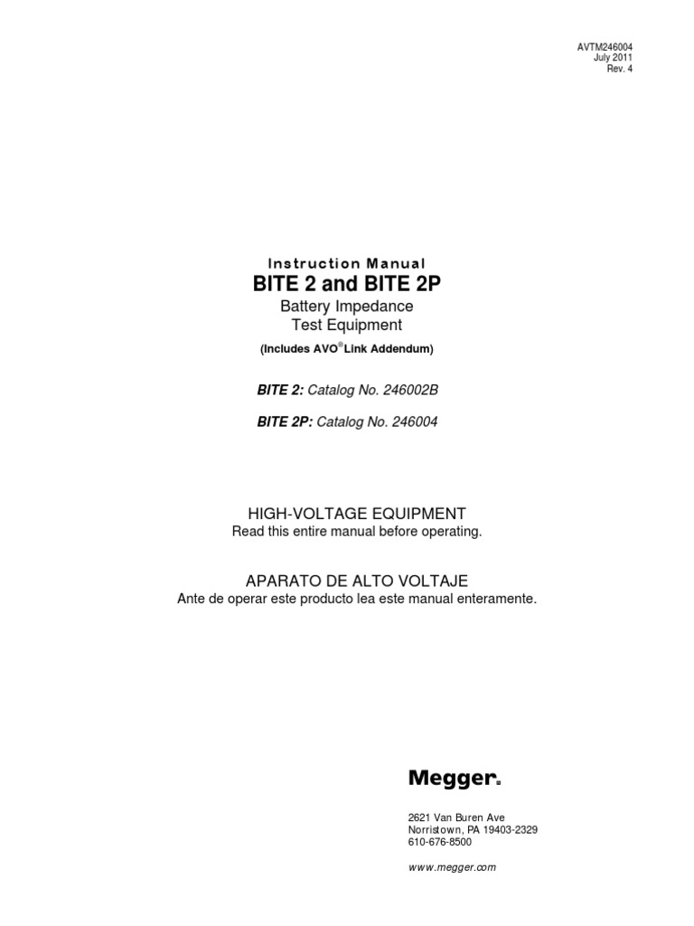 Bite 2 and Bite 2P: Battery Impedance Test Equipment | PDF | Ac Power ...