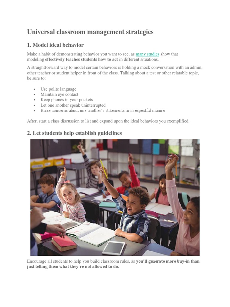Universal Classroom Management Strategies | PDF | Classroom Management ...