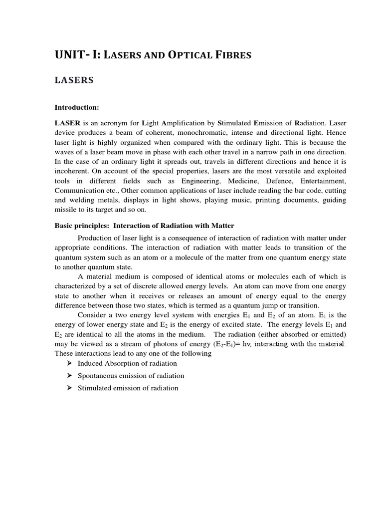 Laser and Optical Fiber | PDF | Optical Fiber | Laser