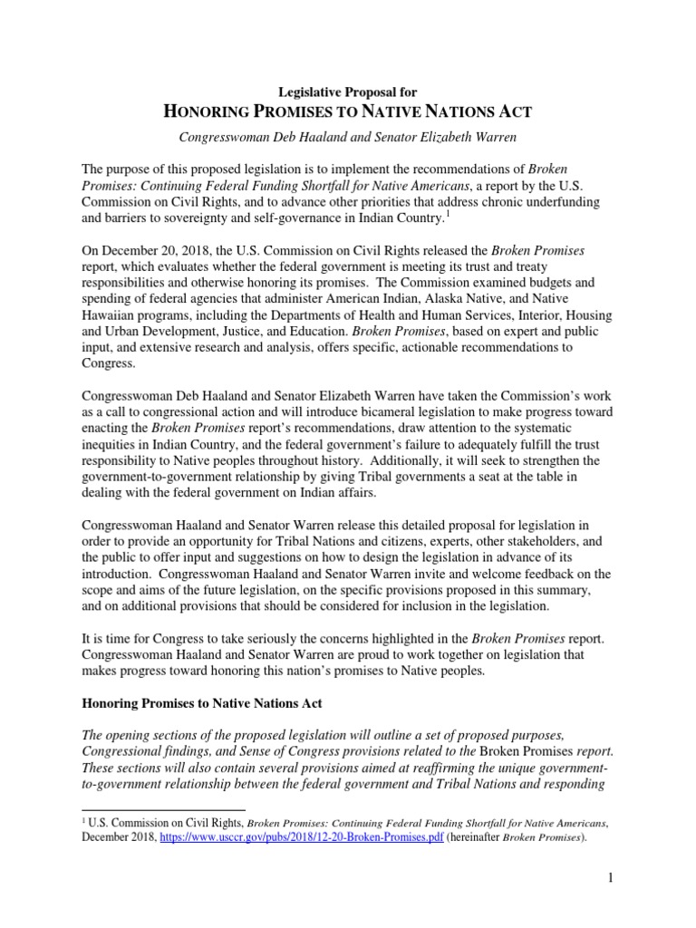 Honoring Promises To Native Nations Act | PDF | Native Americans In The ...