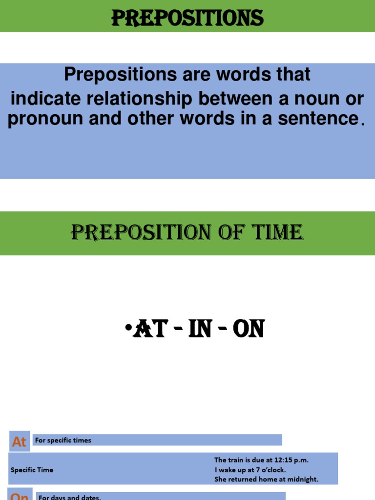 Prepositions Are Words That Indicate Relationship Between A Noun or ...