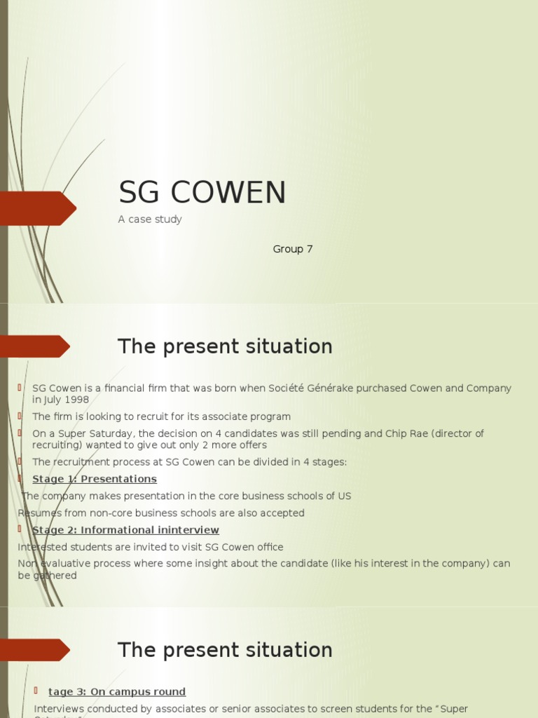 SG Cowen: A Case Study | PDF | Recruitment | Cognition