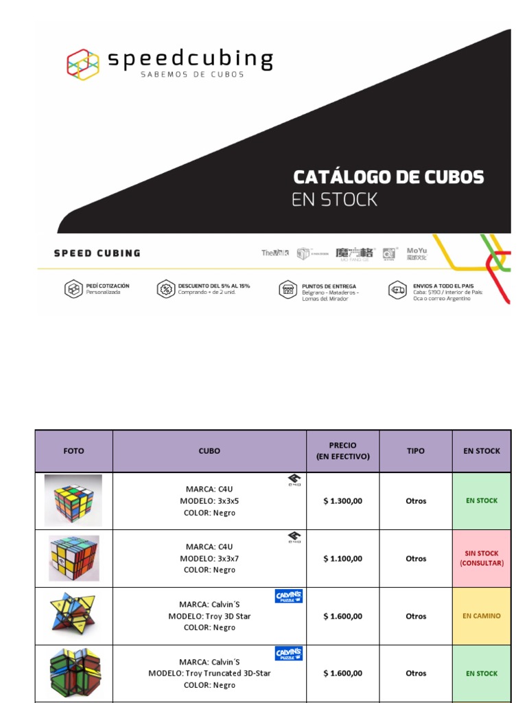 Catalogo Cubos Speedcubing | PDF | Juegos de habilidad mental ...