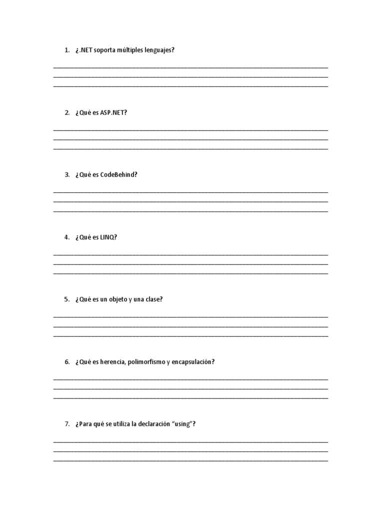 Test Aspnet Csharp Pdf C Sharp Lenguaje De Programación Programación Orientada A Objetos