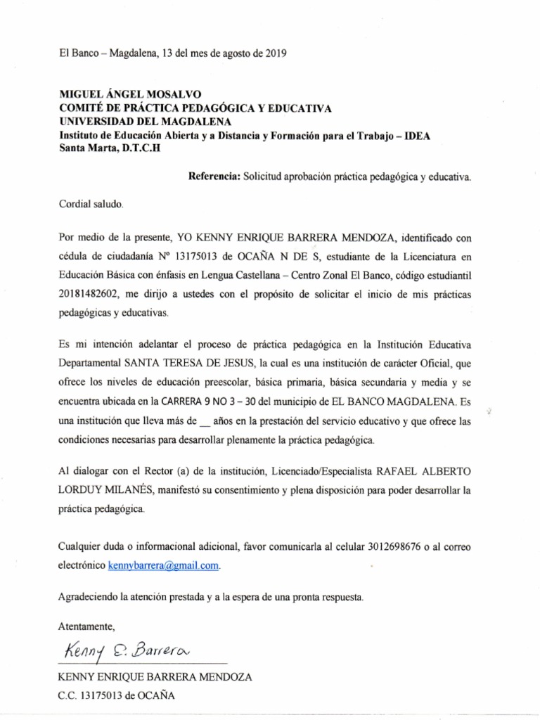 Carta de Solicitud de Practicas PDF | PDF