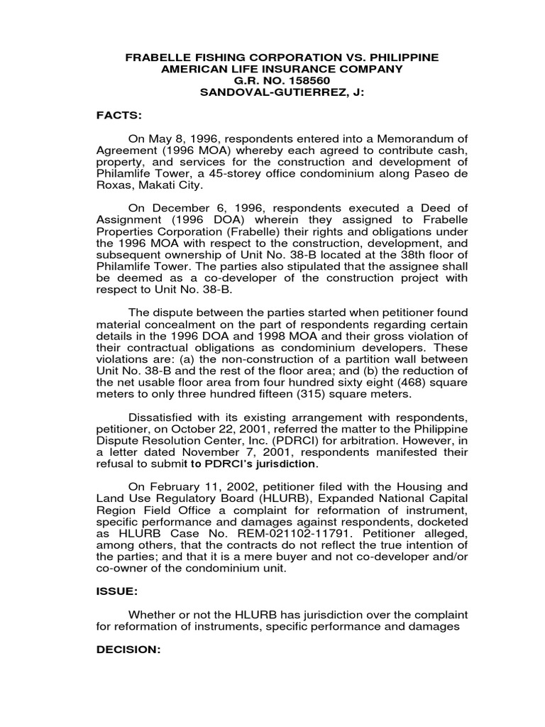 Frabelle Fishing Co. vs. Phil-Am Life | PDF | Complaint | Damages