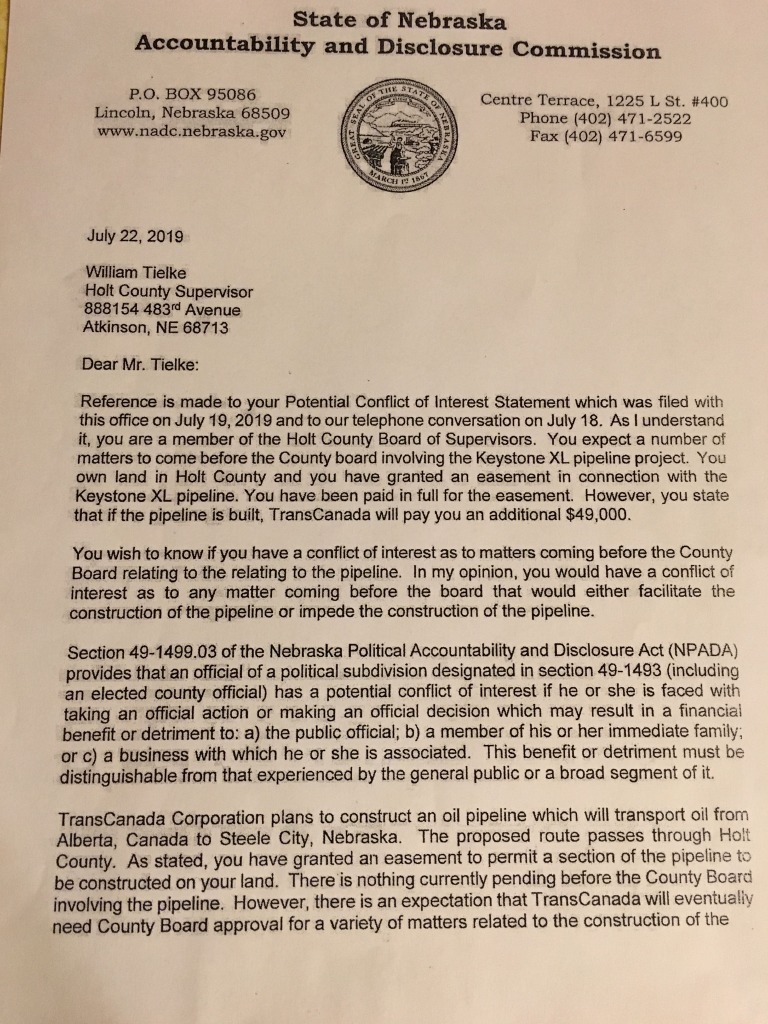 NADC Frank Daley Letter To County Commissioner Tielke | PDF