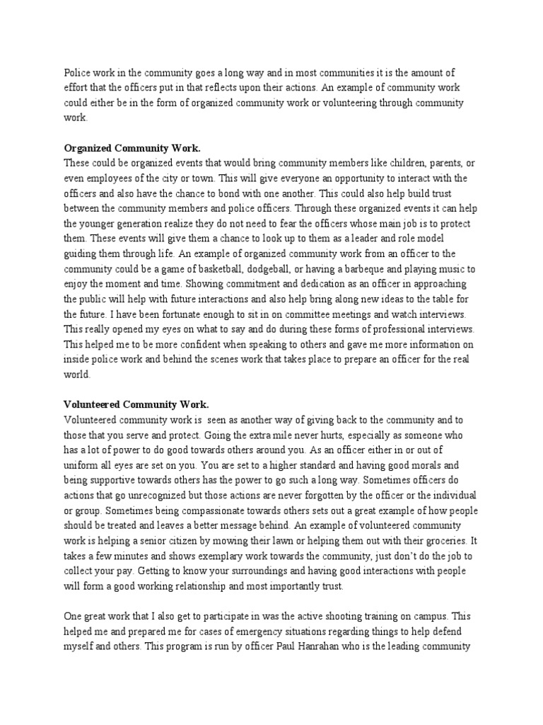 Portfolio Evidence 1 | PDF | Police Officer | Community
