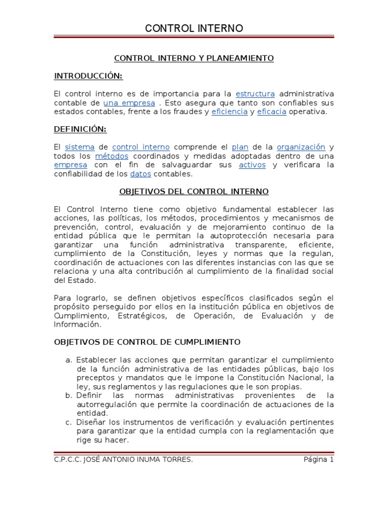 Control Interno | PDF | Planificación | Auditoría