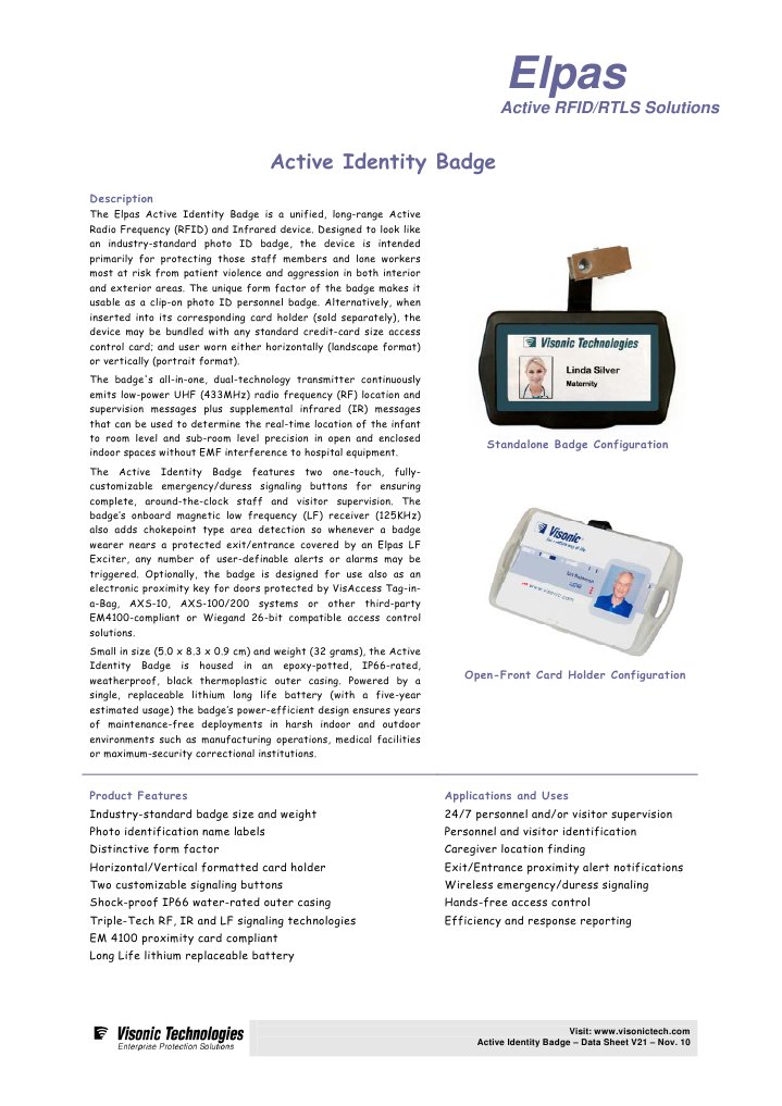 Active Identity Badge Brochure | PDF | Radio Frequency Identification ...