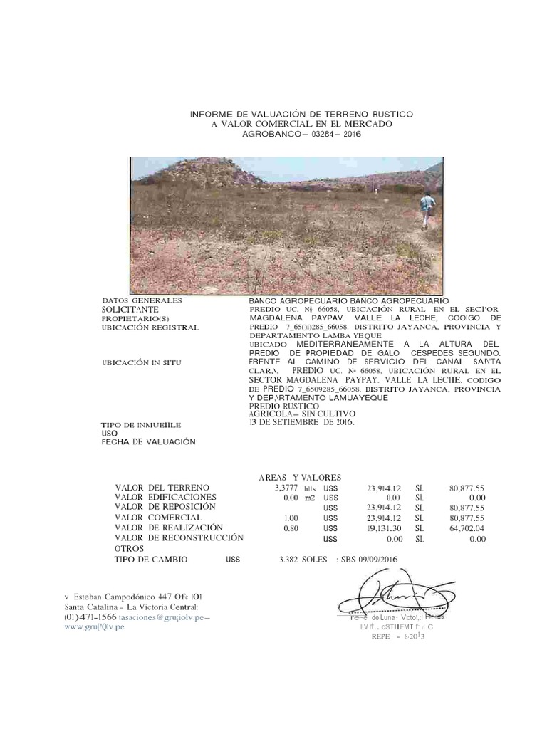 Valorizacion de Predio Rustico | PDF | Riego | Agua