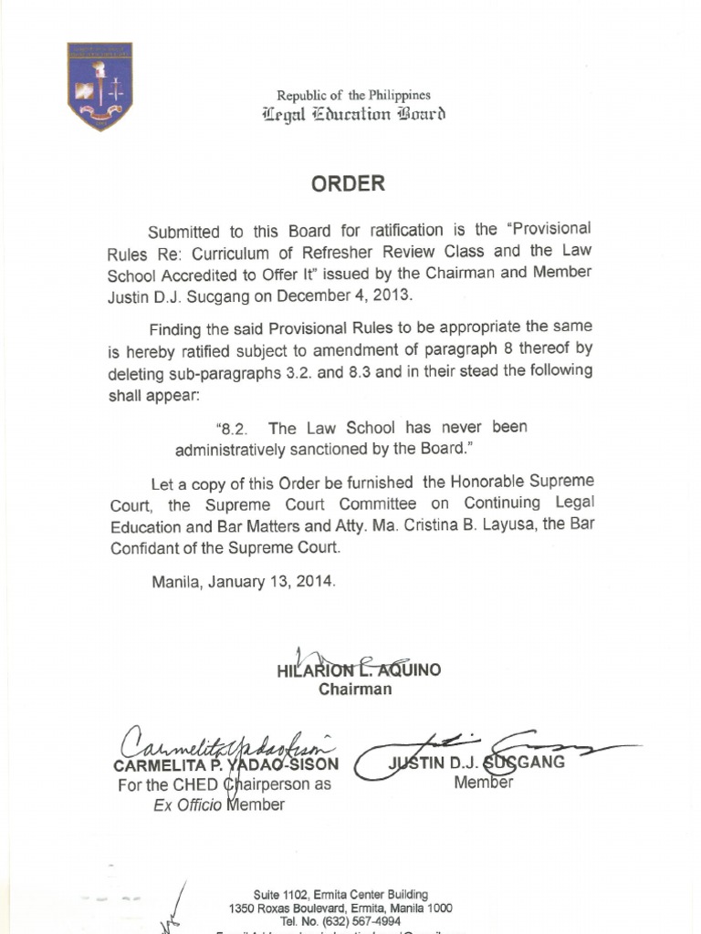 Rules For Curriculum of Refresher Review Class List of Accredited ...