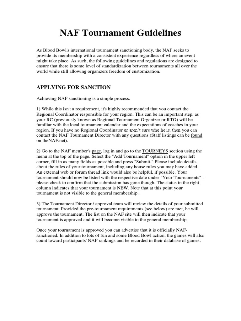 NAF Tournament Approval Document-2019 | PDF | Leisure | Sports
