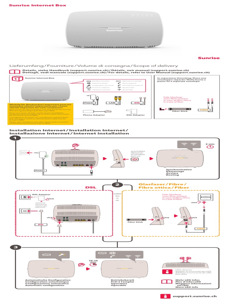 Sunrise Home Installation Sunrise Internet Box D e F I | PDF | Computer ...