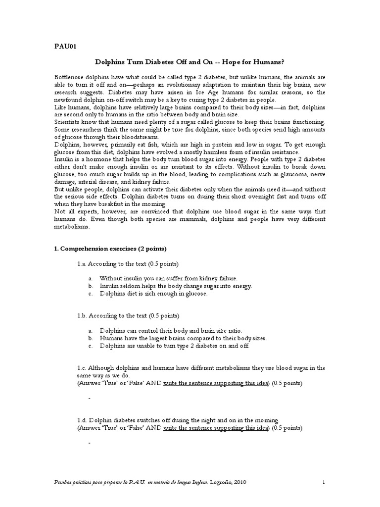 PAU01 Dolphins Turn Diabetes Off and On - Hope For Humans?: 1 ...