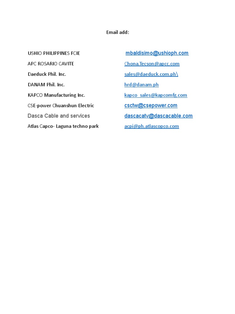 Email Add:: Dasca Cable and Services | PDF
