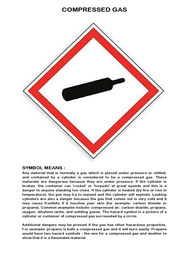 Compressed Gas: Symbol Means | PDF | Combustion | Propane