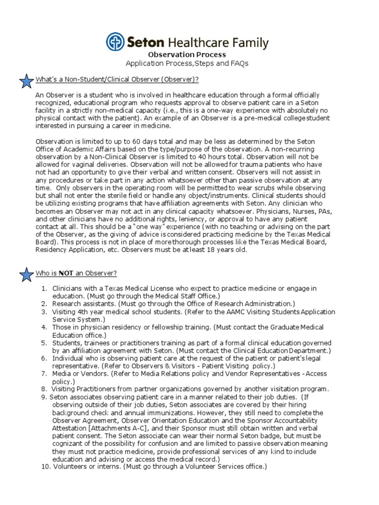 Observer Application | PDF | Residency (Medicine) | Medical School
