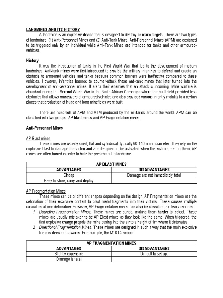 Landmines and Its History | PDF | Land Mine | Nature