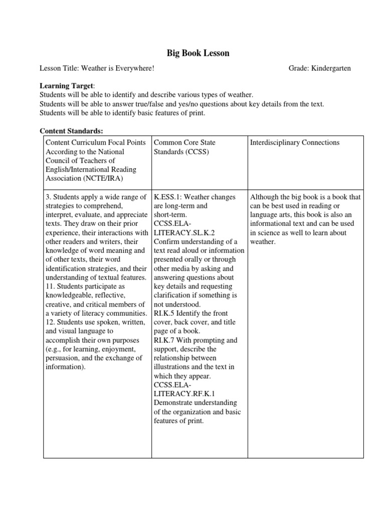 Big Book Lesson | PDF | Curriculum | Books