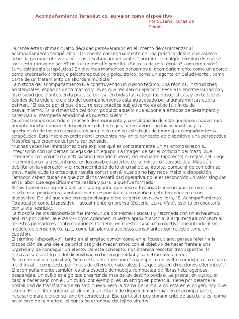 Acompanamiento Terapeutico KURAS de MAUER PDF | PDF | Psicoterapia ...