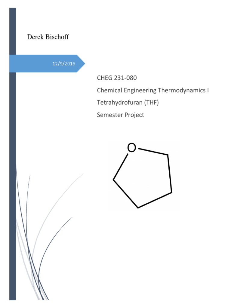 THF Thermodynamic Properties Analysis | PDF | Tetrahydrofuran | Phase ...
