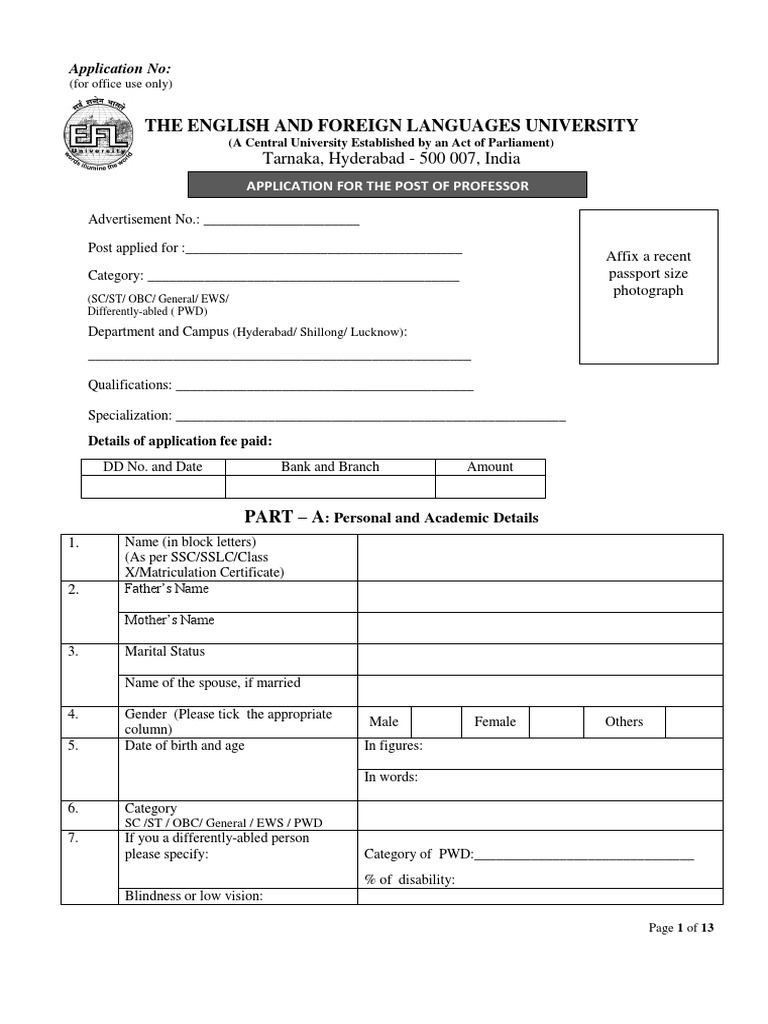 Professor Application Form | Download Free PDF | Doctor Of Philosophy | Thesis