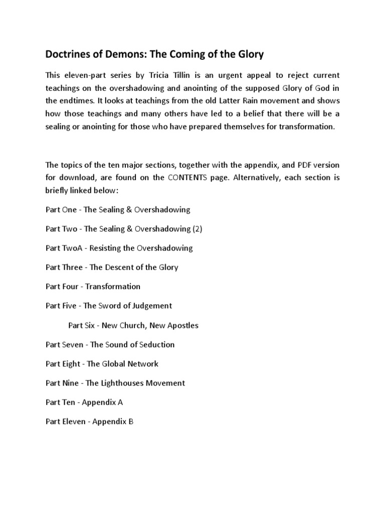 Doctrines of Demons The Coming of The Glory | PDF | Jesus | Baptism ...