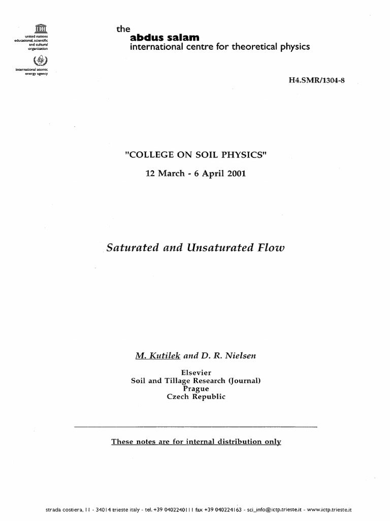 Saturated and Unsaturated Flow | PDF | Porosity | Soil