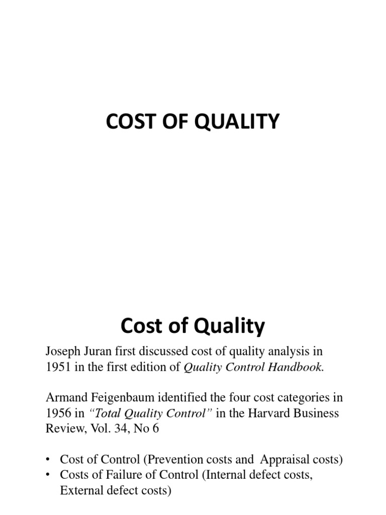 Understanding Cost of Quality Management | PDF | Quality | Quality ...