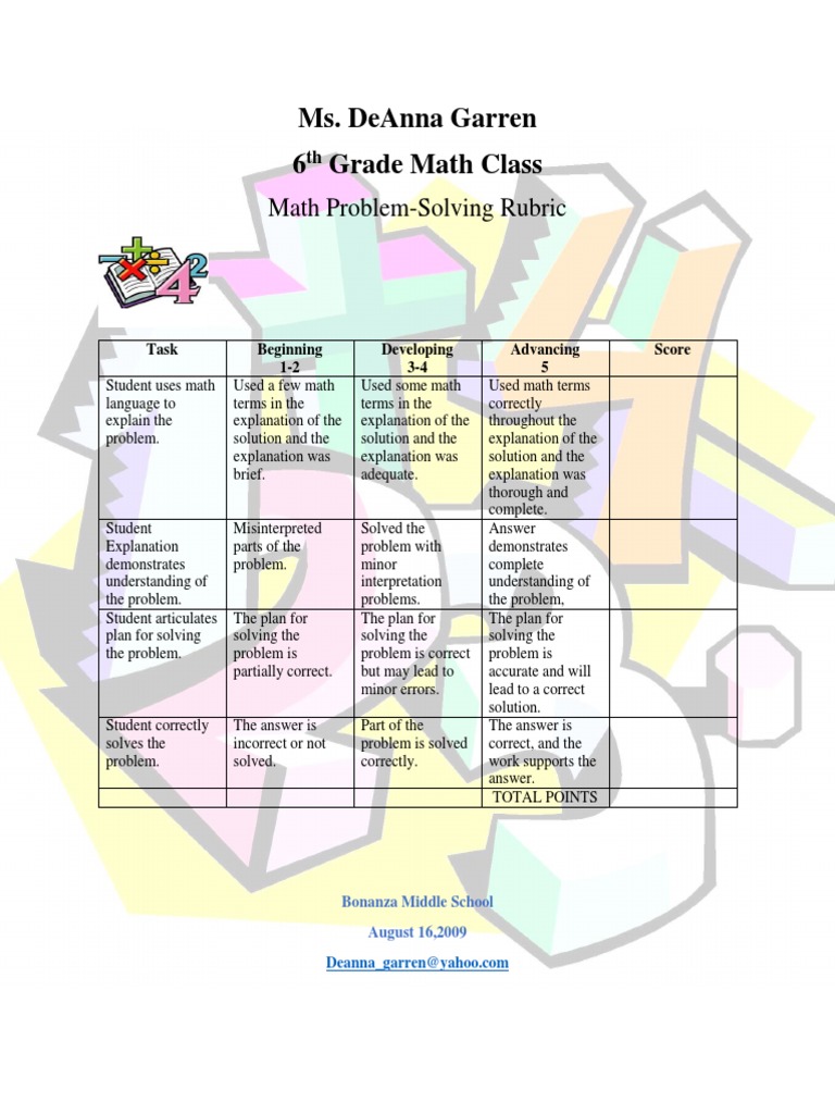 Math Rubric Edu 133 | PDF