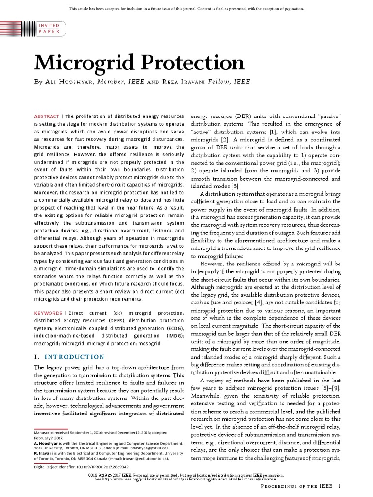 Microgrid Protection Pdf Distributed Generation Electrical Grid