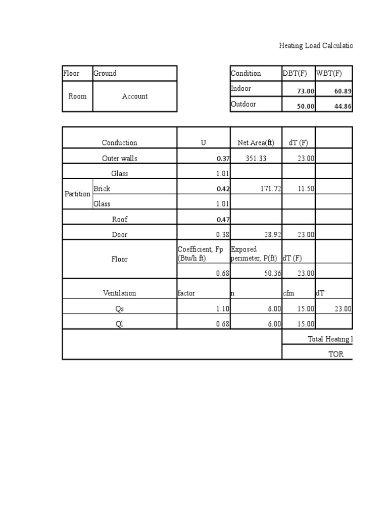 Total Building HEATING Load Calculation | Ventilation (Architecture ...