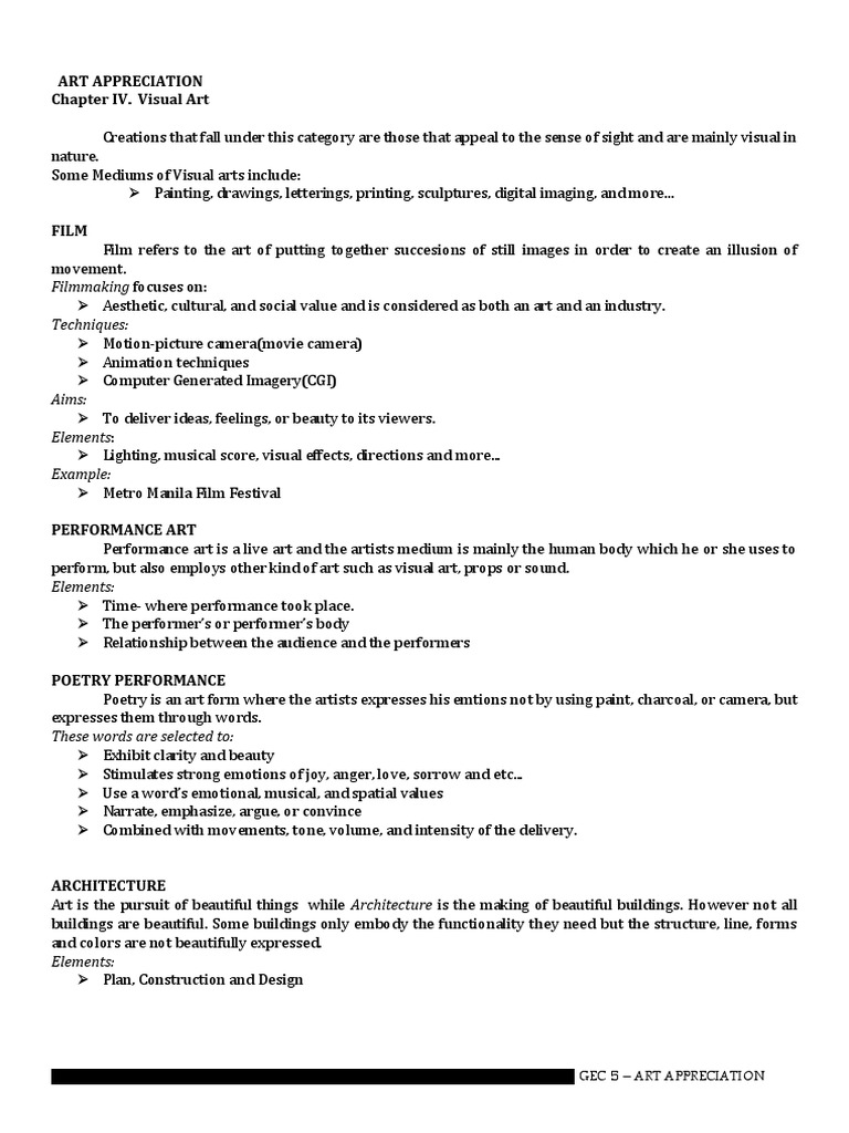 Art Appreciation Visual Art | PDF | Paintings | Graphic Design