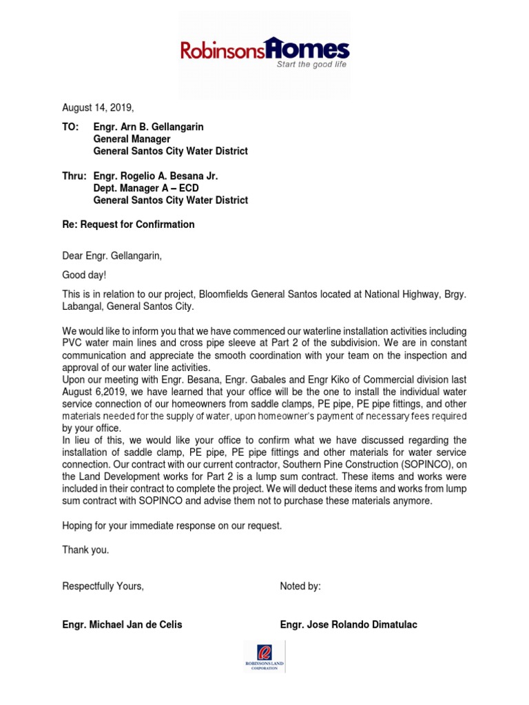 Confirmation Letter | PDF | Business