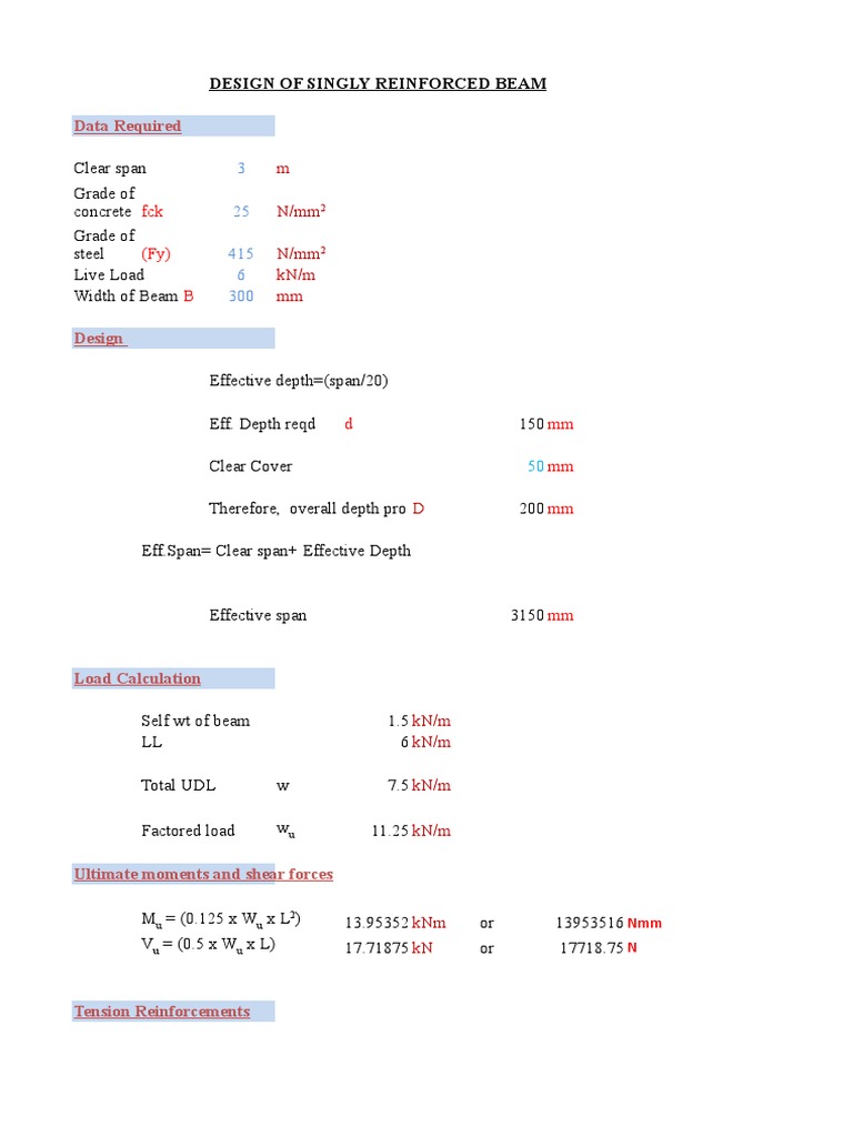 Beam Design Excel | PDF | Beam (Structure) | Mechanics