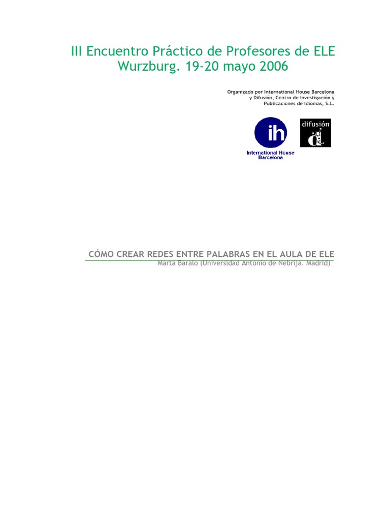 Redes de Palabras | PDF | Palabra | Léxico