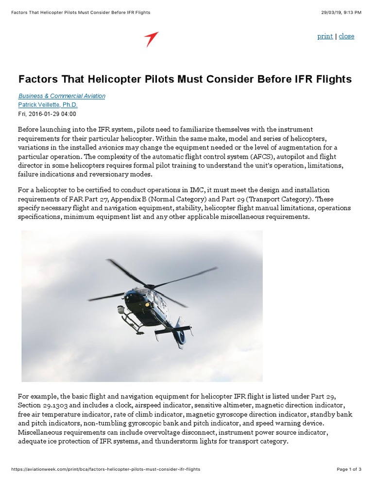 Helicopter IFR Flight Considerations | PDF | Instrument Flight Rules ...