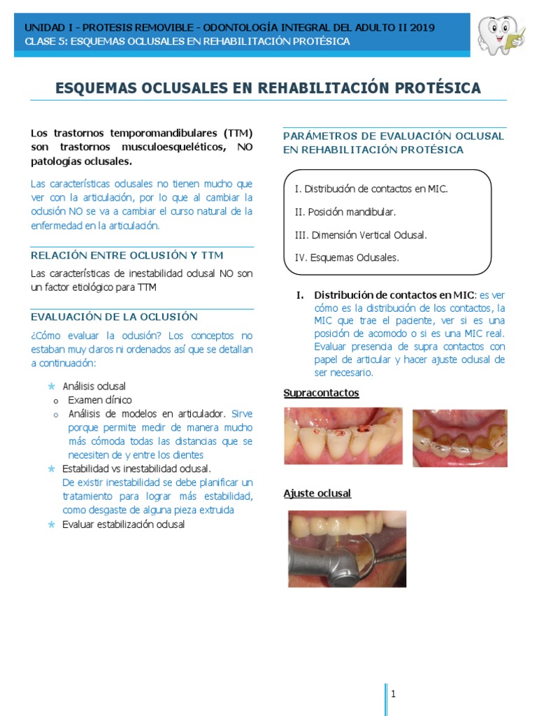 Esquemas Oclusales | PDF | Dentadura postiza | Ramas de Odontología