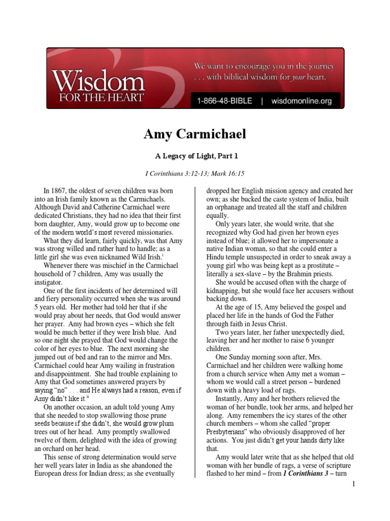 Ami Carmichael | PDF | Good Works | Jesus