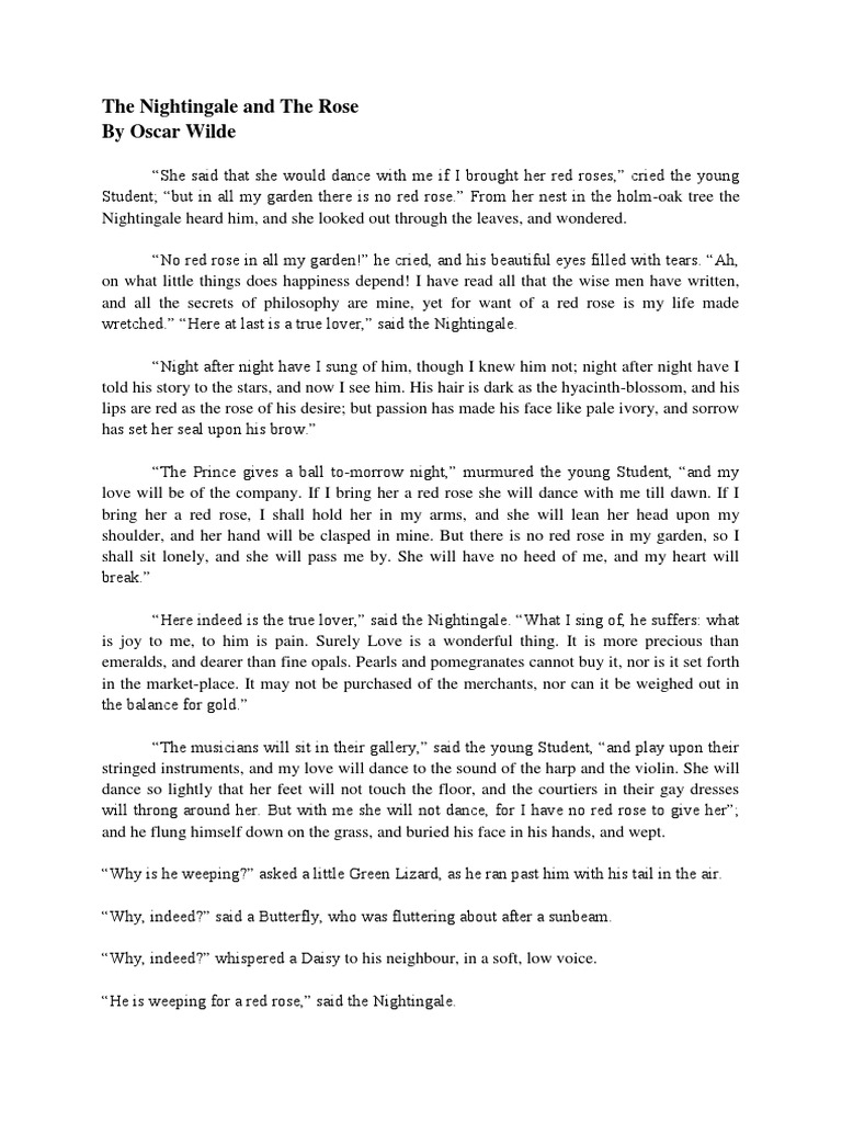 The Nightingale and The Rose | PDF | Nature