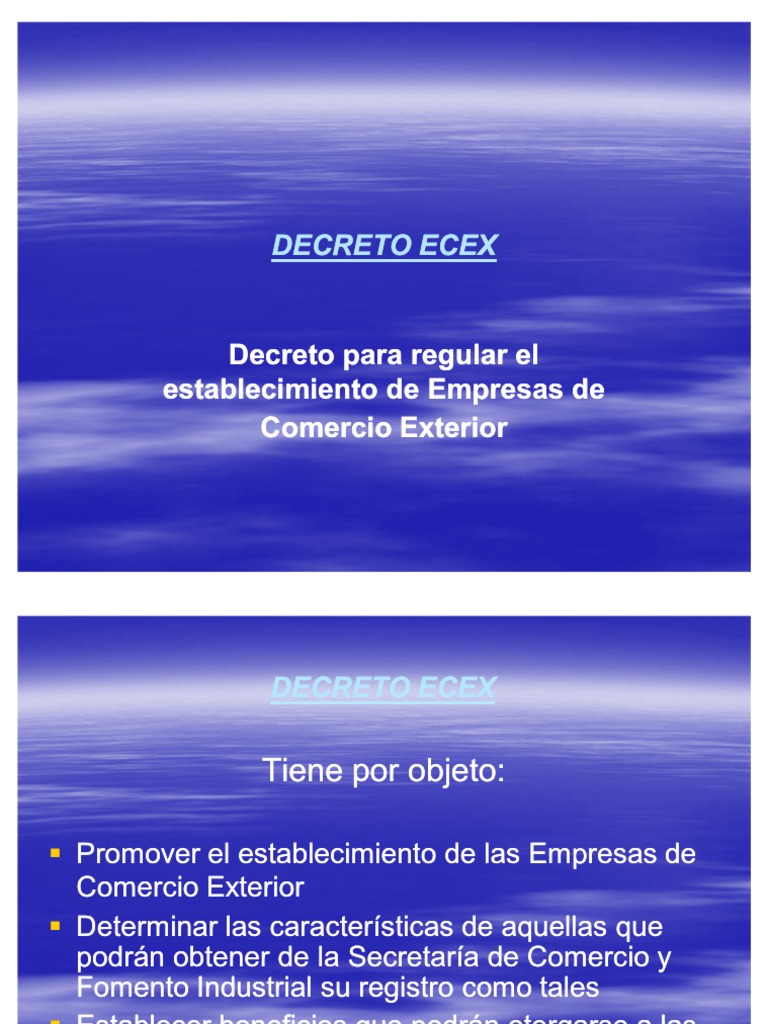 decreto_ecex | El comercio internacional | Exportaciones