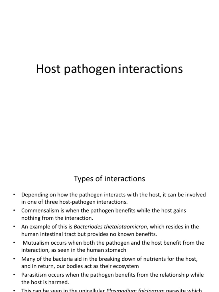 Host-Pathogen Interaction Types Explained | PDF | Pathogen | Infection
