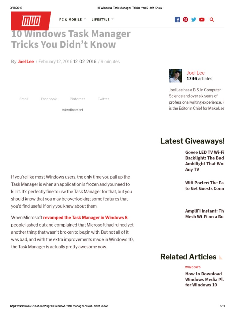 10 Windows Task Manager Tricks You Didn't Know | Download Free PDF | Microsoft Windows | Command ...