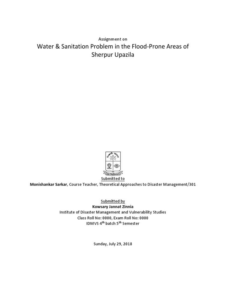 Water & Sanitation Problem in The Flood-Prone Areas of Sherpur Upazila ...