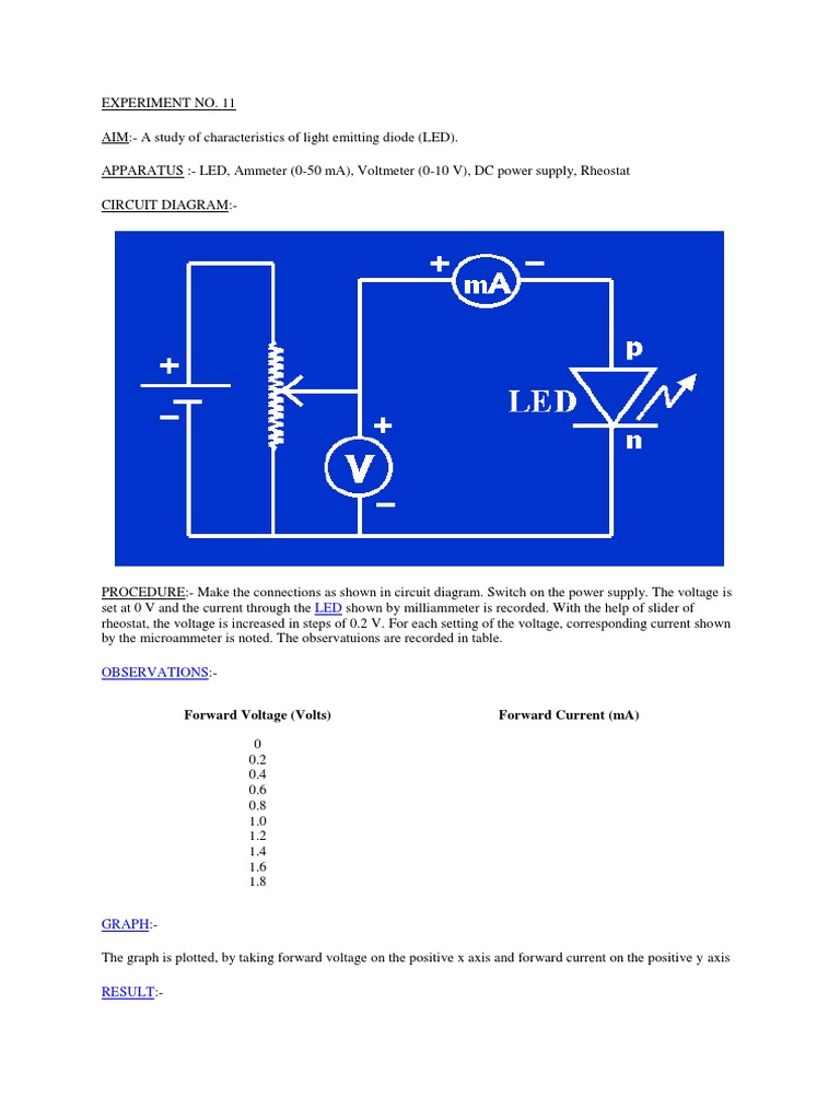 Led V-I Characteristics | PDF